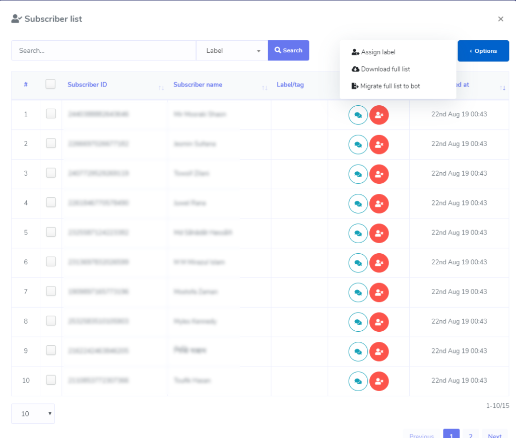 Subscriber Manager in Smart Bot Maker - Smart Auto Tool
