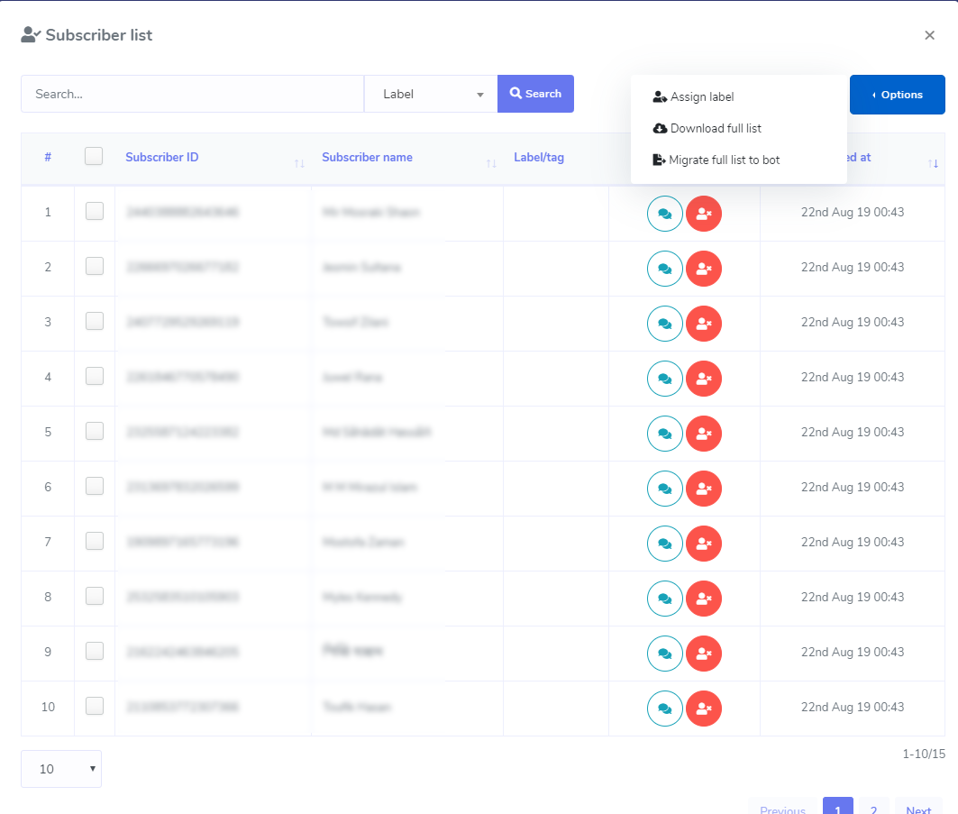 Subscriber Manager in Smart Bot Maker - Smart Auto Tool